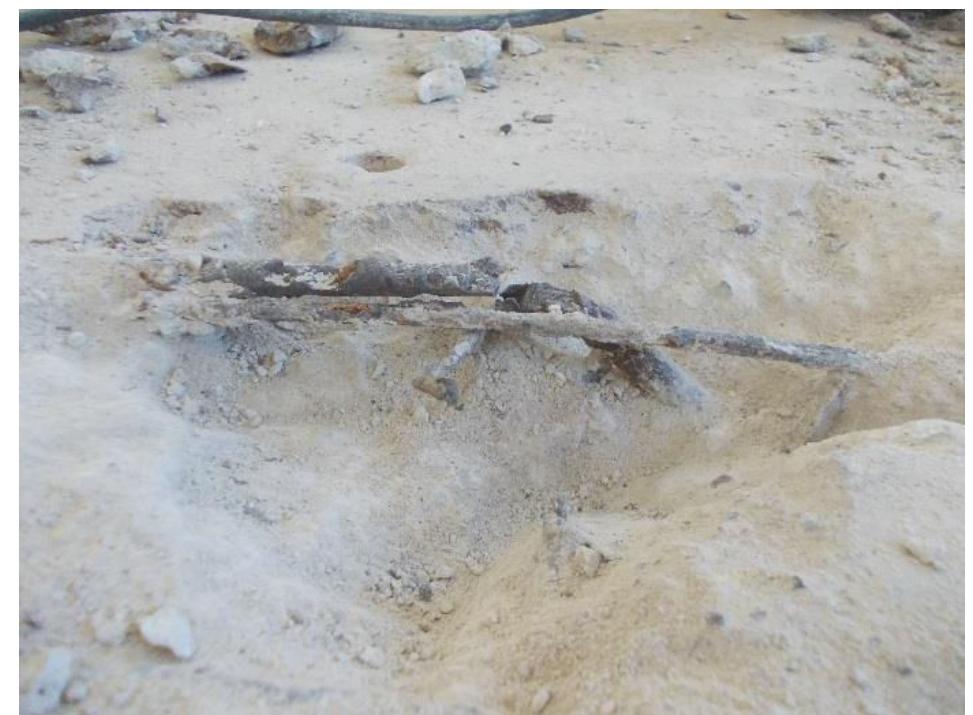 Typical pitting corrosion damage of reinforcement caused by