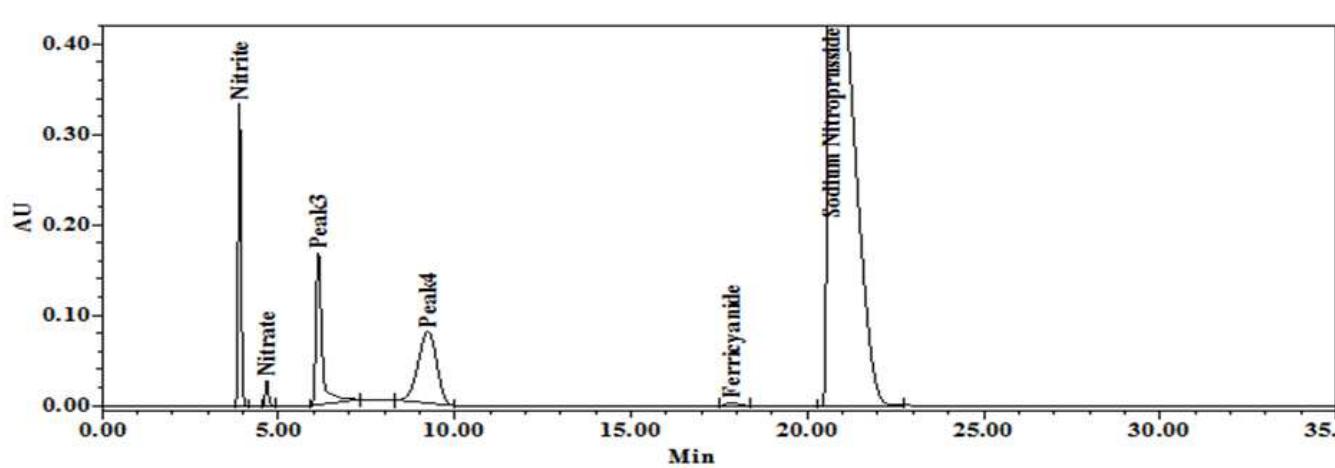 Base degradation chromatogram of snp injection formulation