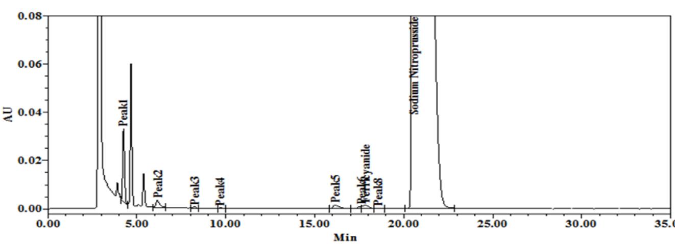 Oxidative degradation chromatogram of snp injection