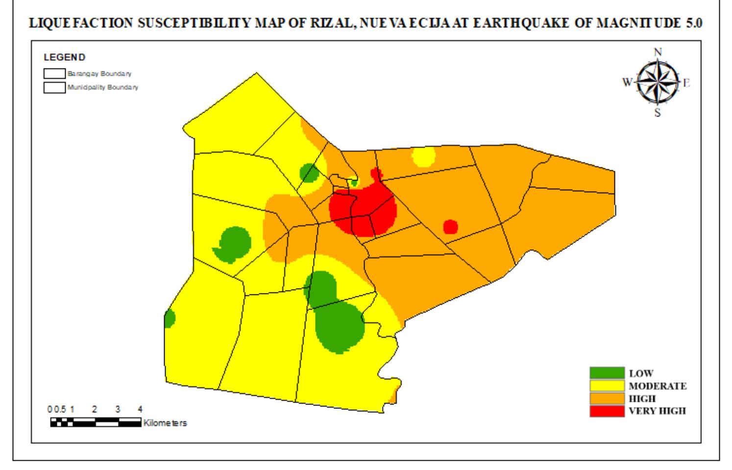 Liquefaction susceptibility map of rizal, nueva ecija at