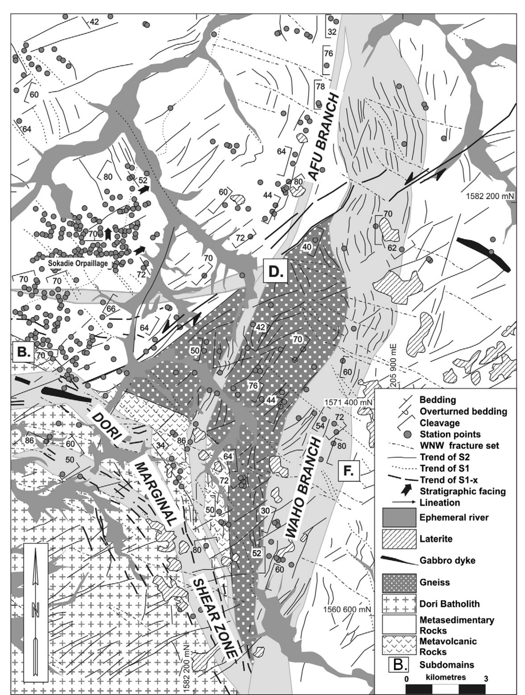 Schematic map of the kargouna shear zone complex. the afu