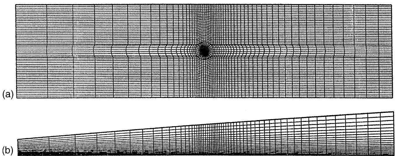 Plan view (a) x-z plane and side view (b) x-y plane of the
