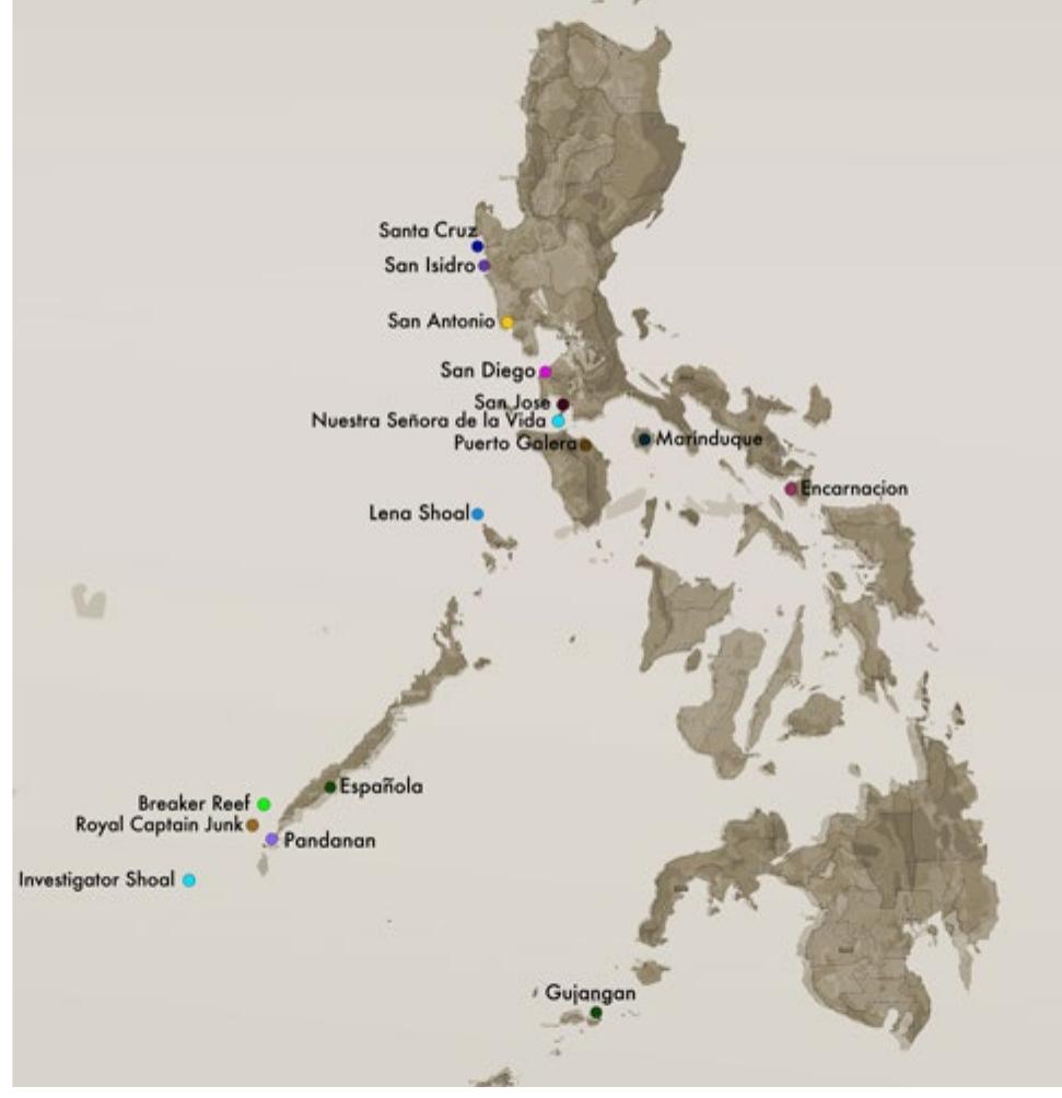 Map of the philippines showing 13th to 16th century