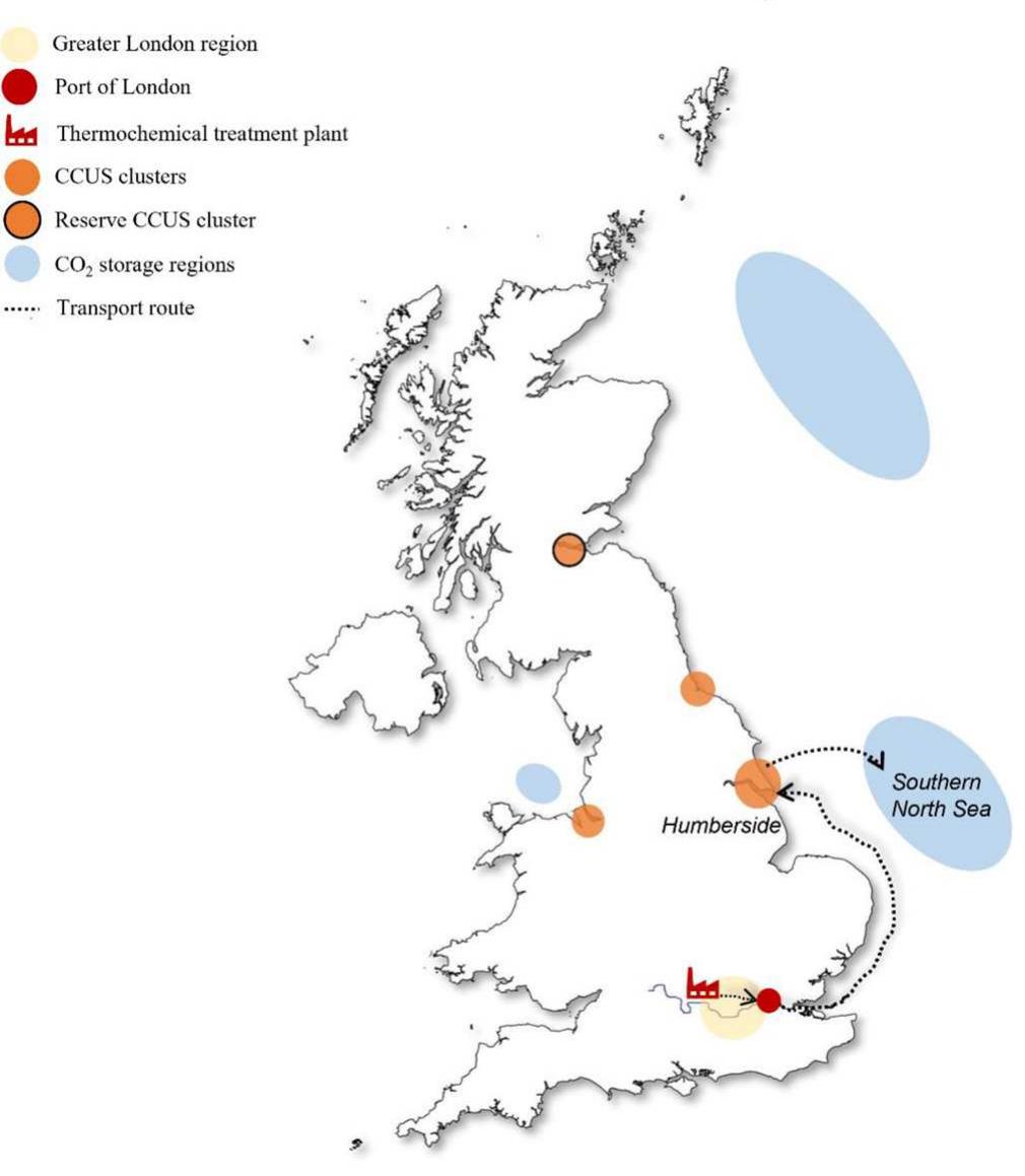 Map of the united kingdom detailing transport distance for