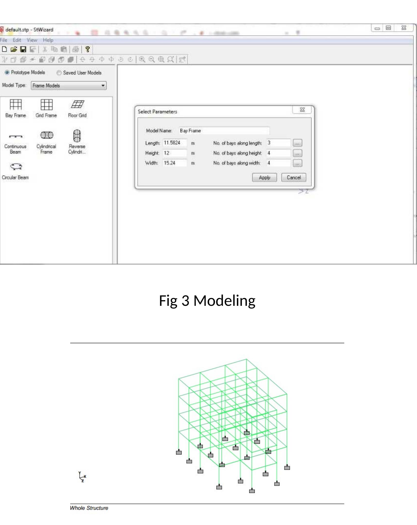 4.1 modeling by run structure wizard shown in the figure:-