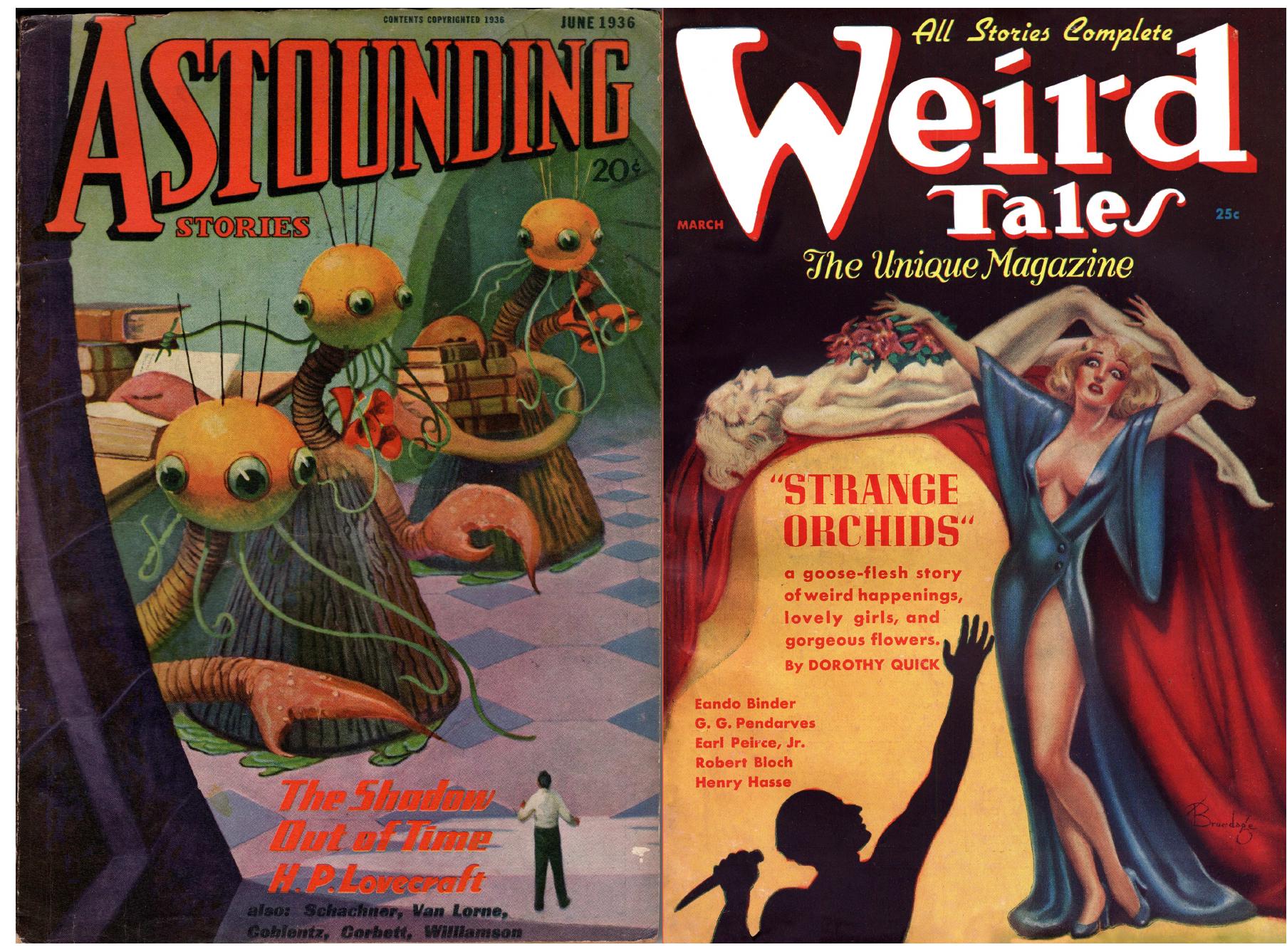 Images 2 & 3. typical pulp magazine covers of the 1930s