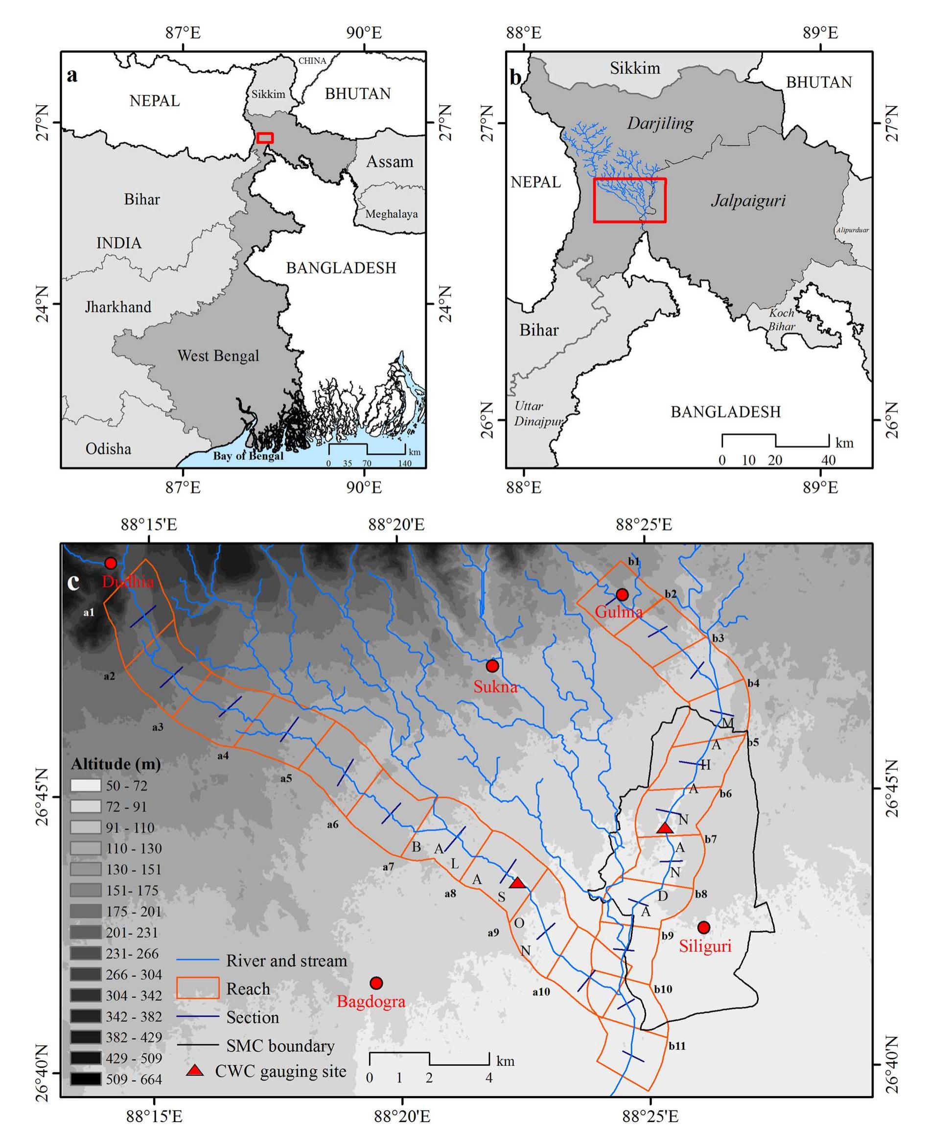Showing balason mahananda river system overlaid in digital