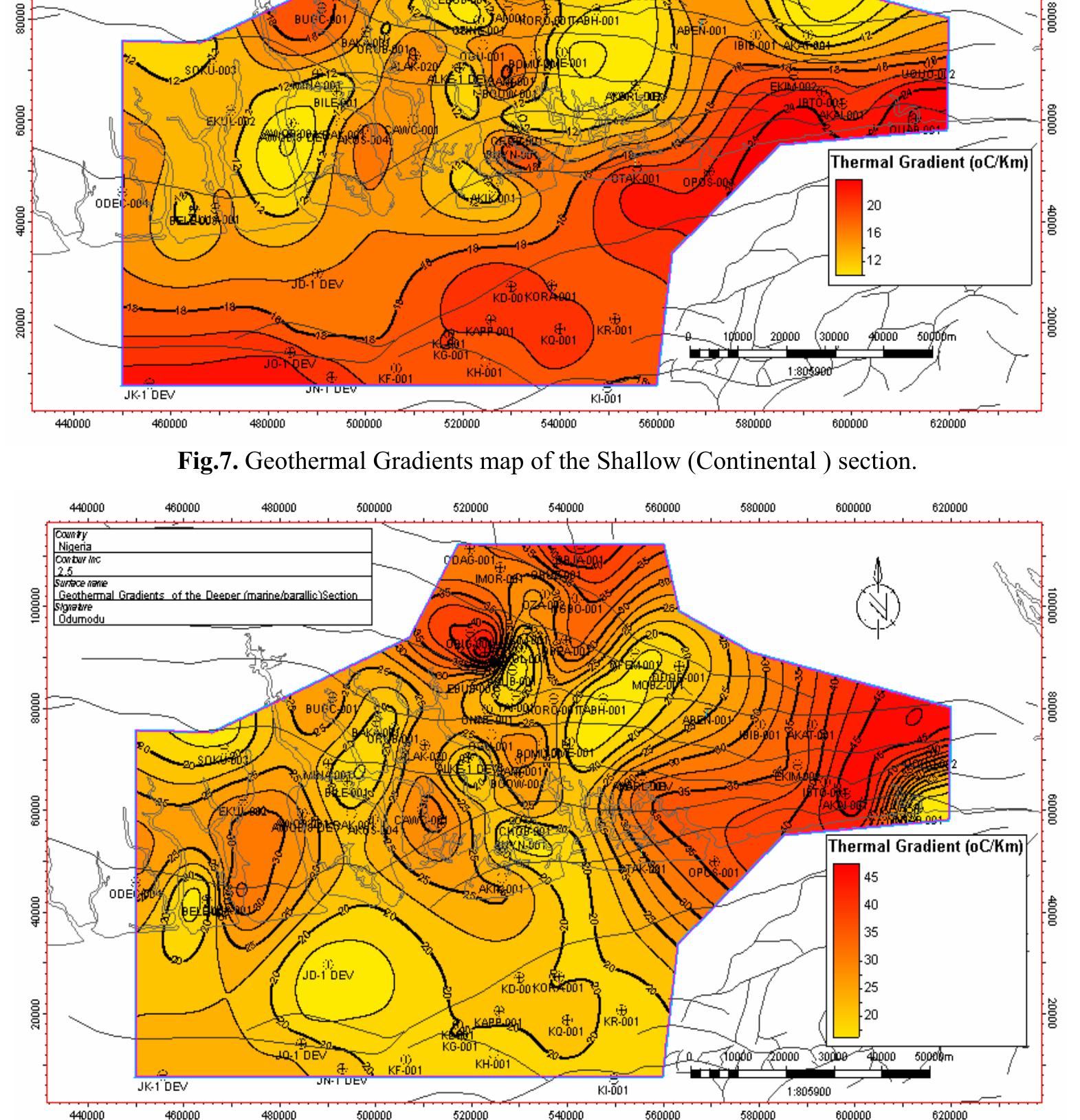 Geothermal gradients map of the deeper (marine / paralic)