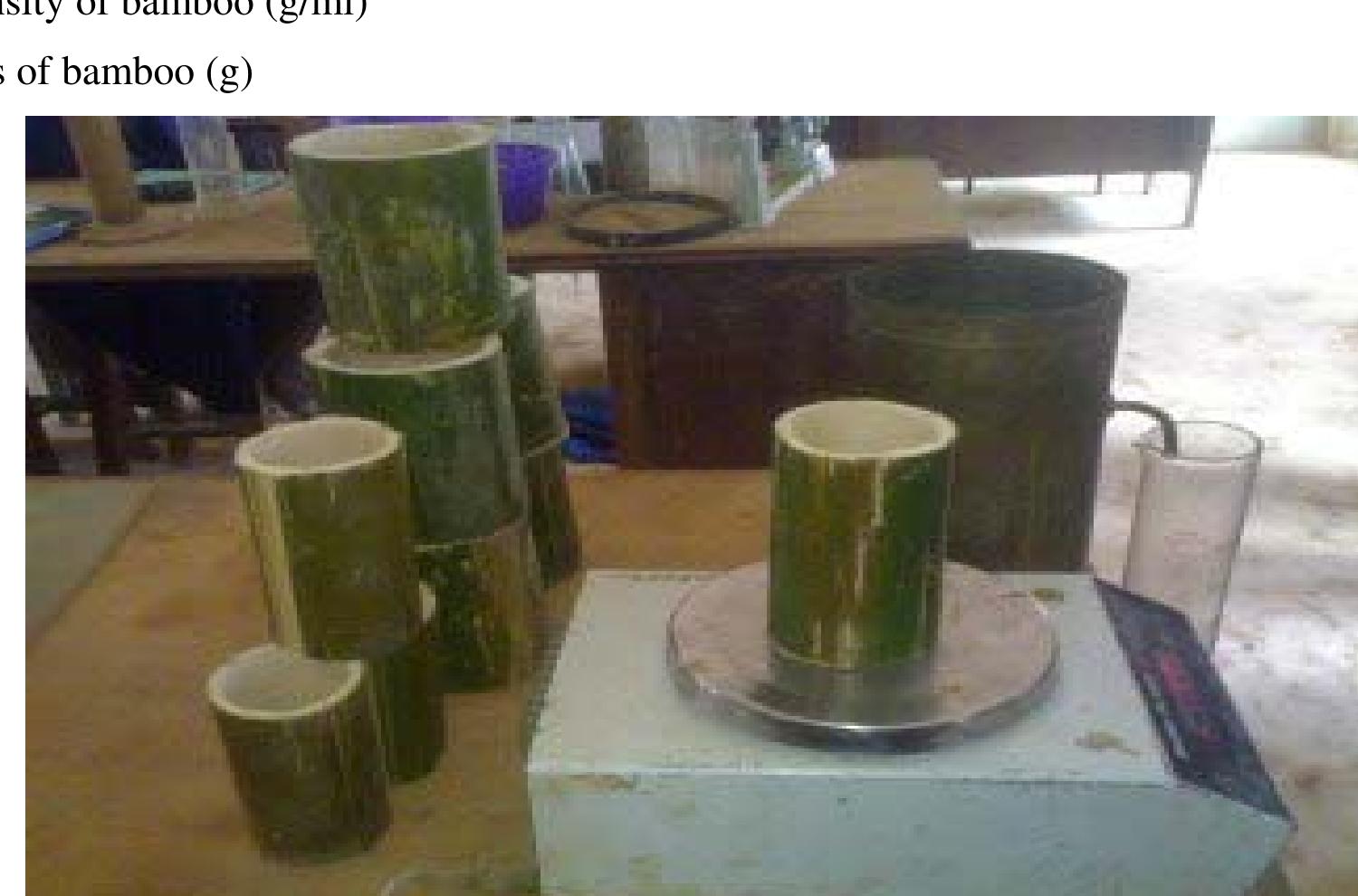 Y = volume of bamboo (ml) 2.4. compressive strength test the