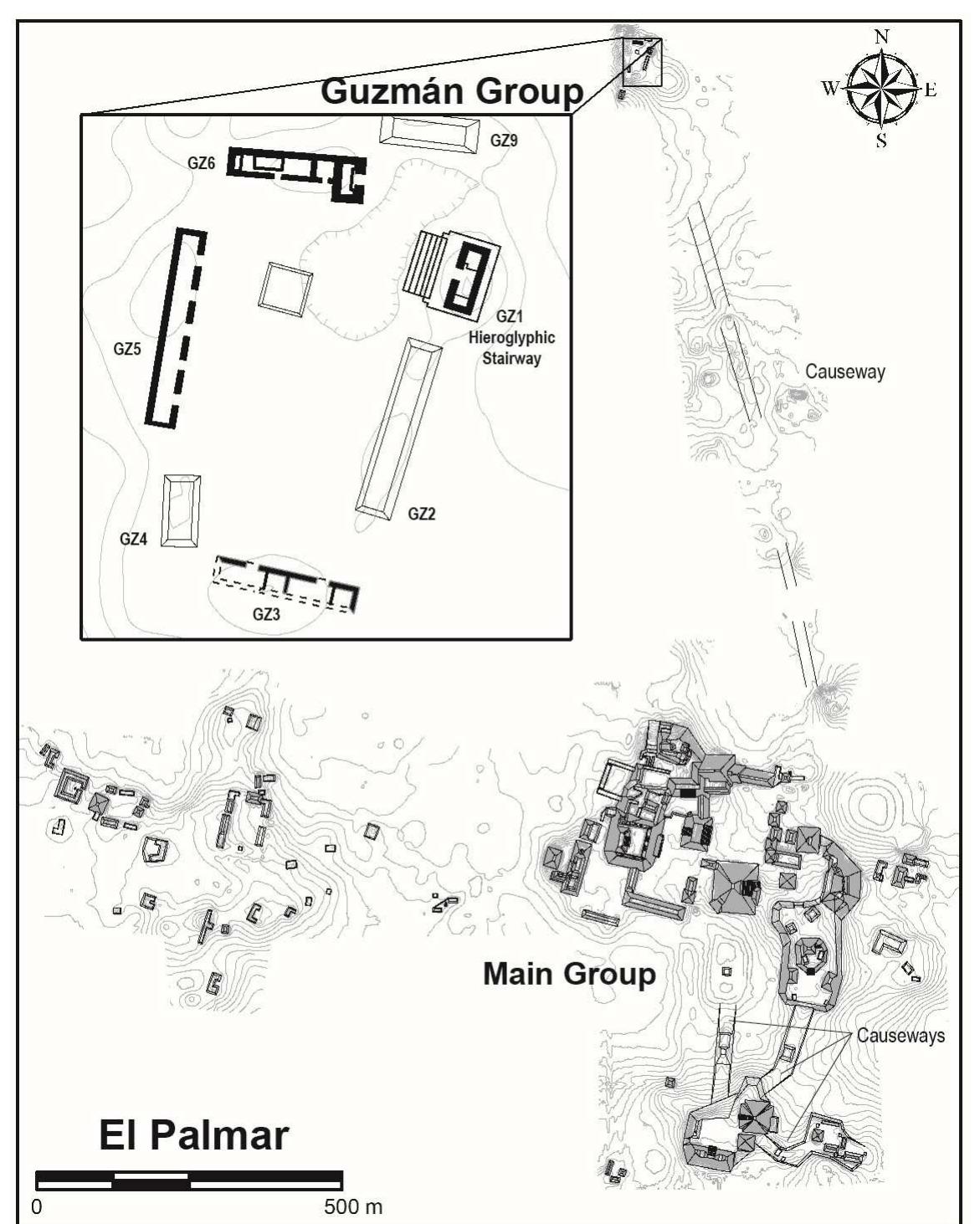 Map of the el palmar main group and guzman group.