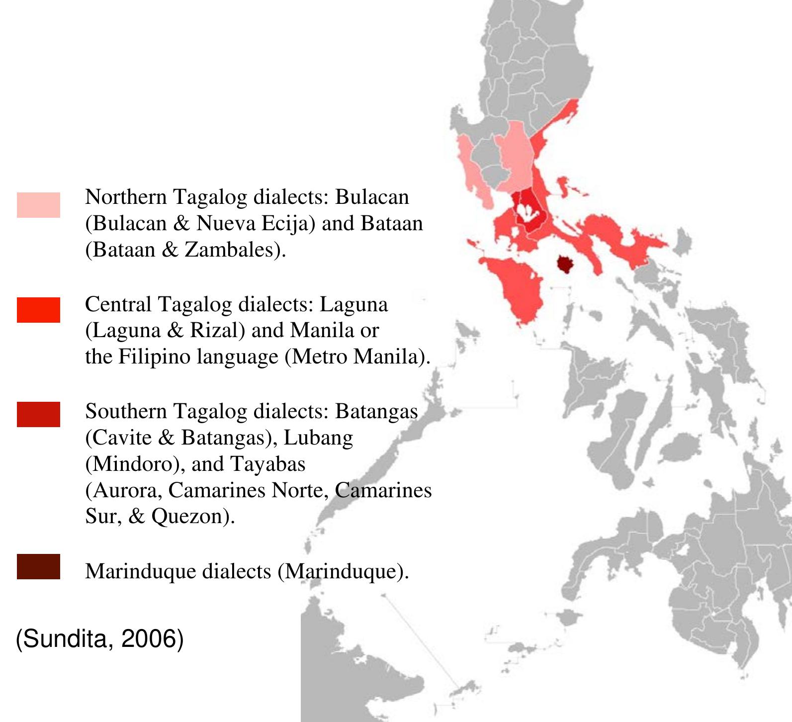 Distribution of tagalog dialects in the philippines.