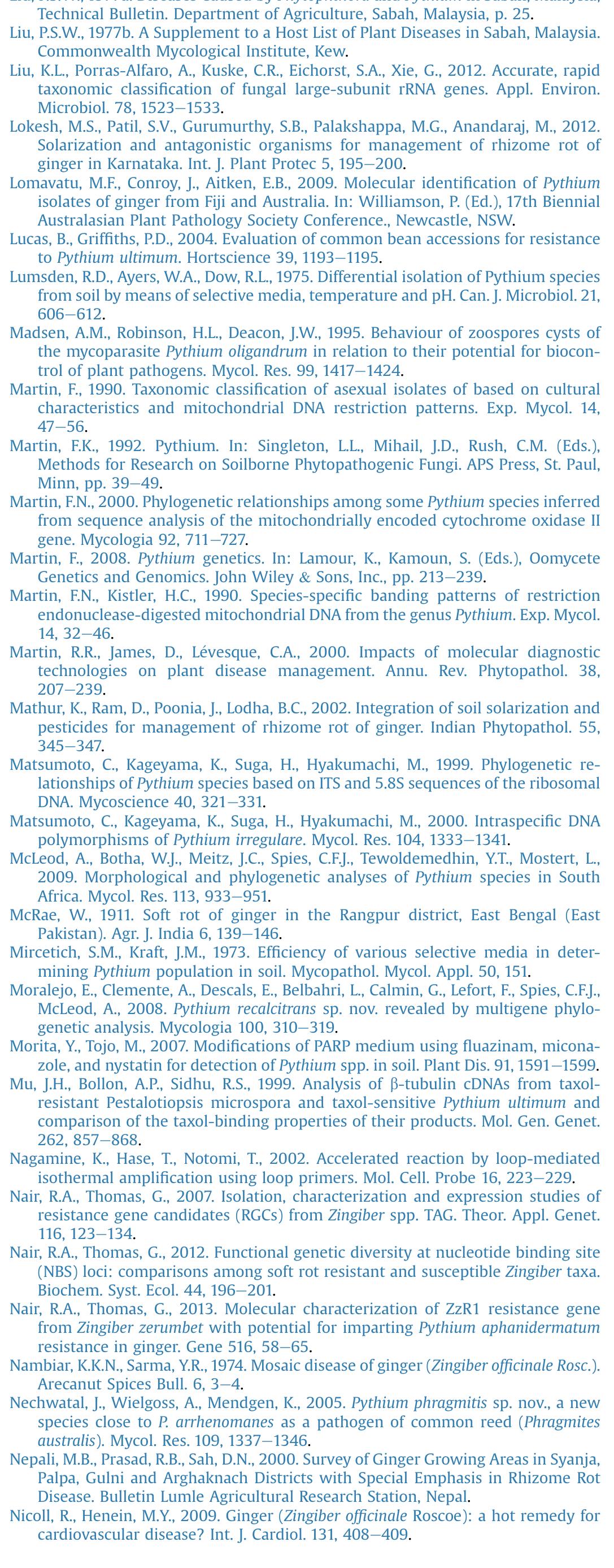 Table 7 - Pythium soft rot of ginger: Detection and