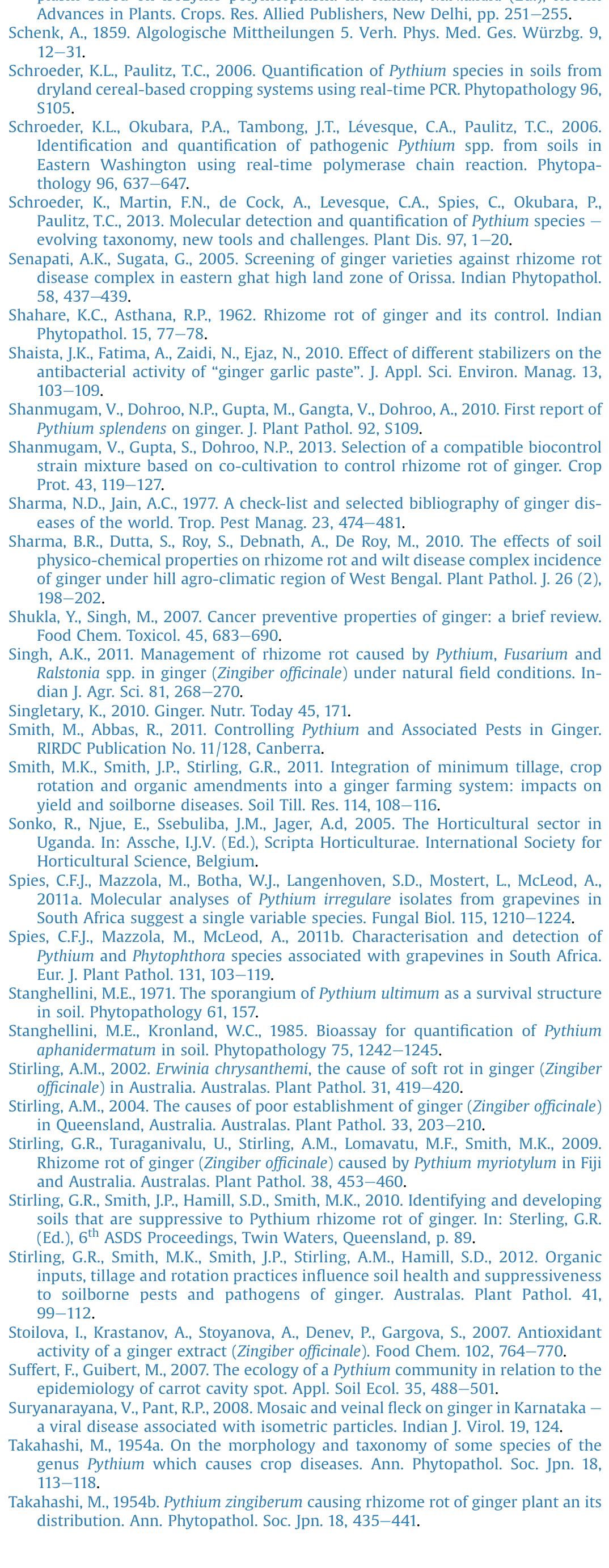 Table 8 - Pythium soft rot of ginger: Detection and