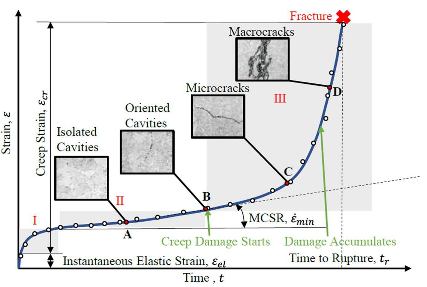 Formation of cavities and cracks at different stages of