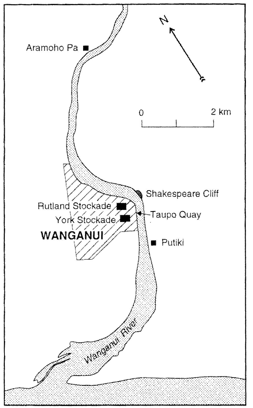 Sketch map of the wanganui river area showing locations of