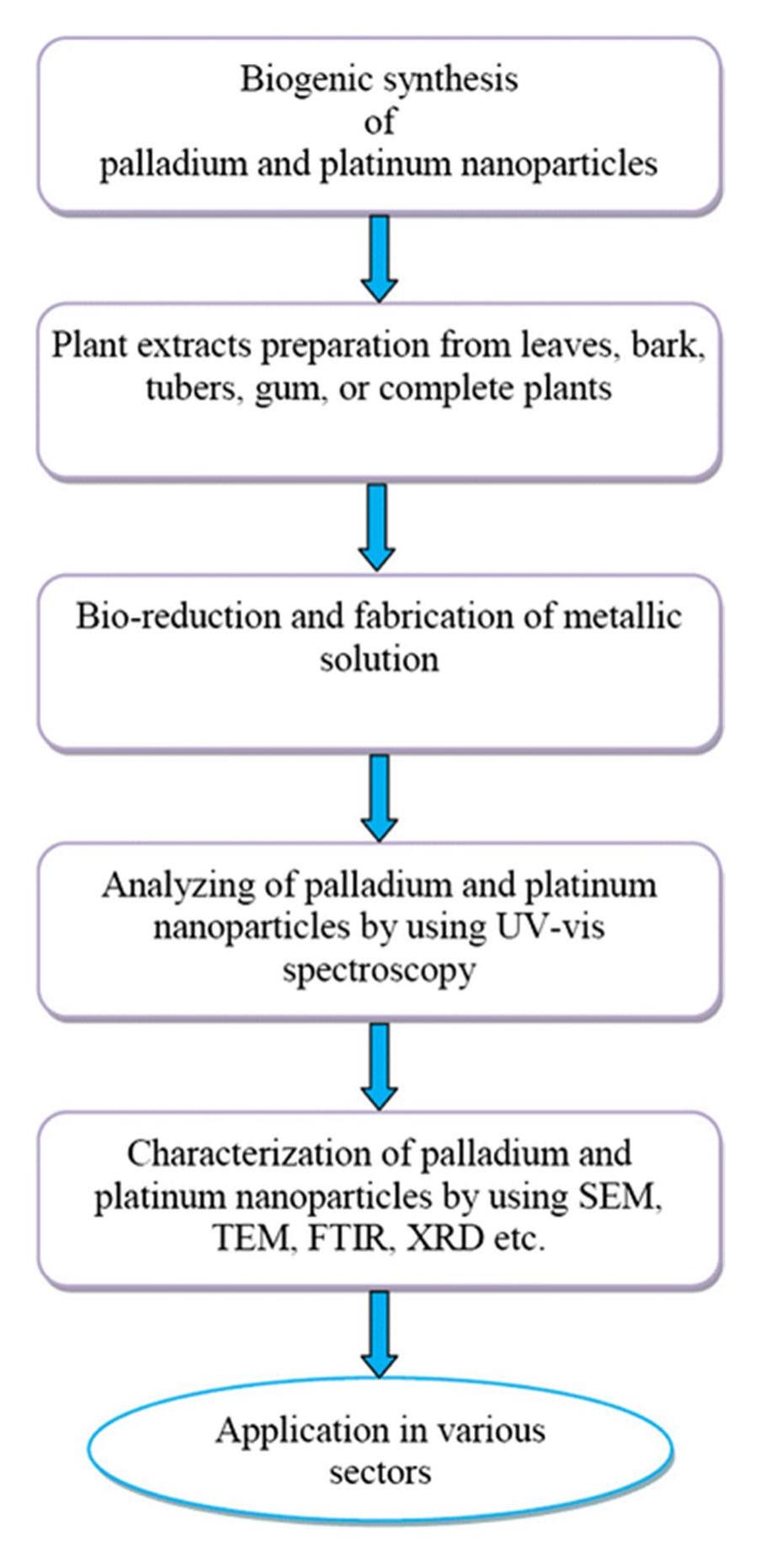 Flowchart for synthetic route, characterization and