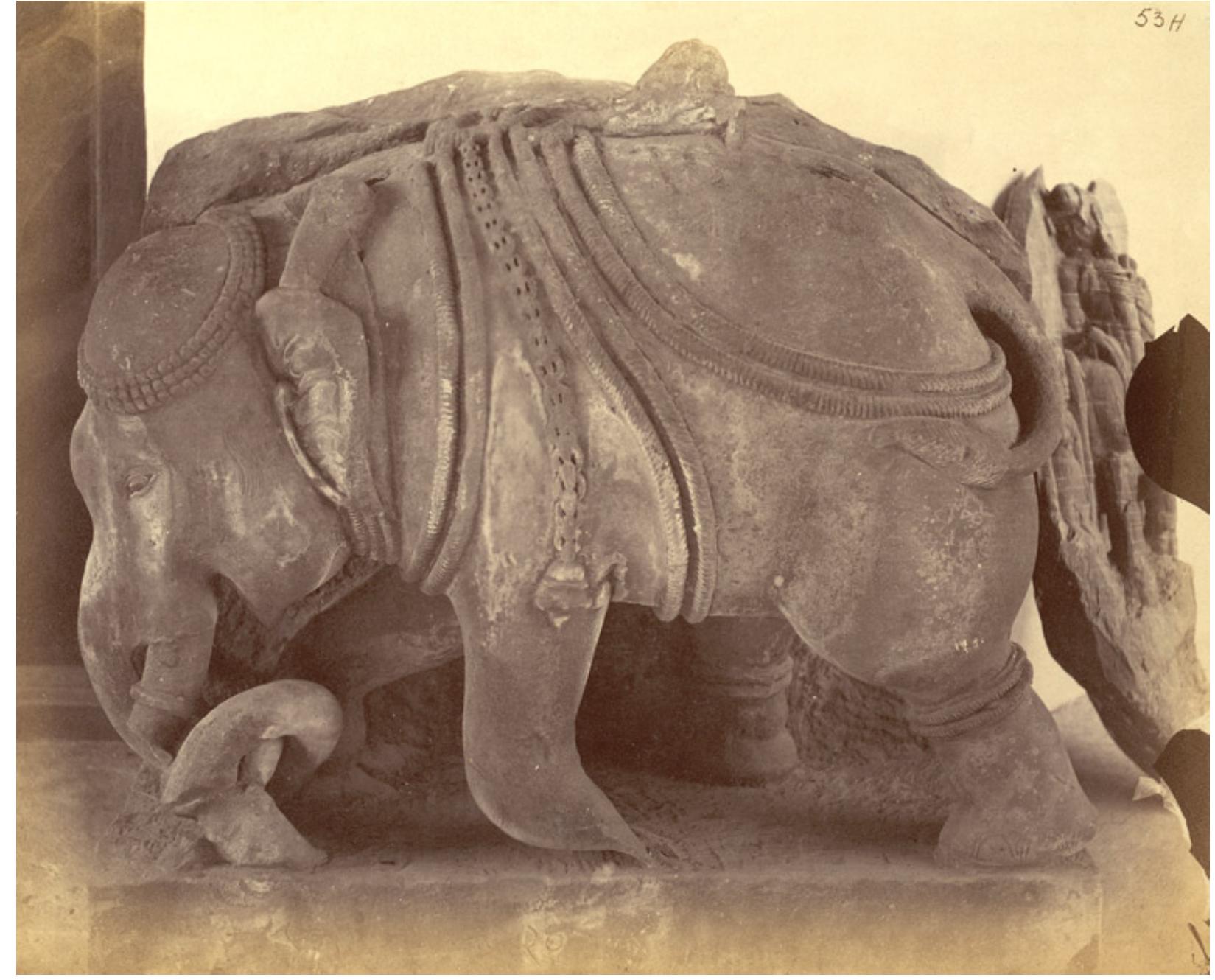 Photograph of a sculpture of an elephant, said to have come