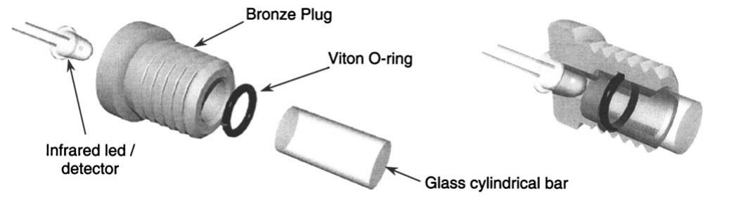Different parts of the ir sensor/window used in the