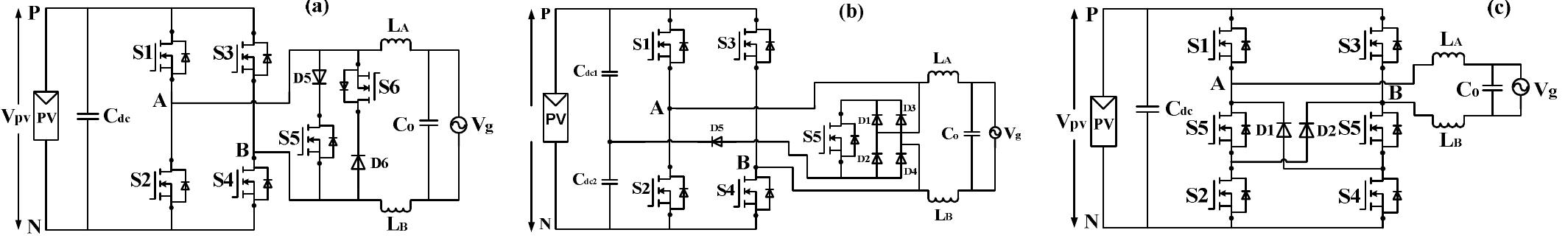 Transformerless topologies using mosfet switches: (a) heric