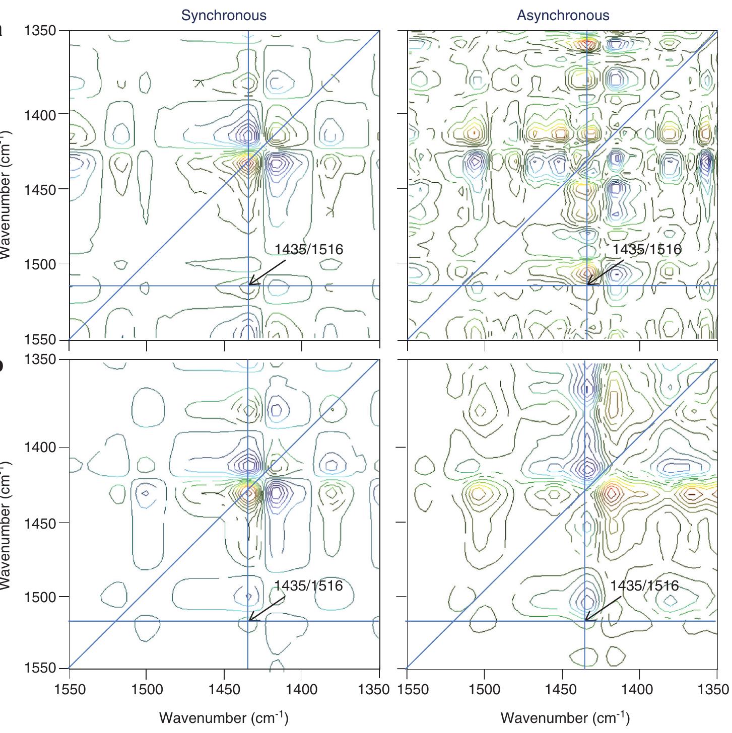 Synchronous and asynchronous 2d ftir spectra. (a) sheets
