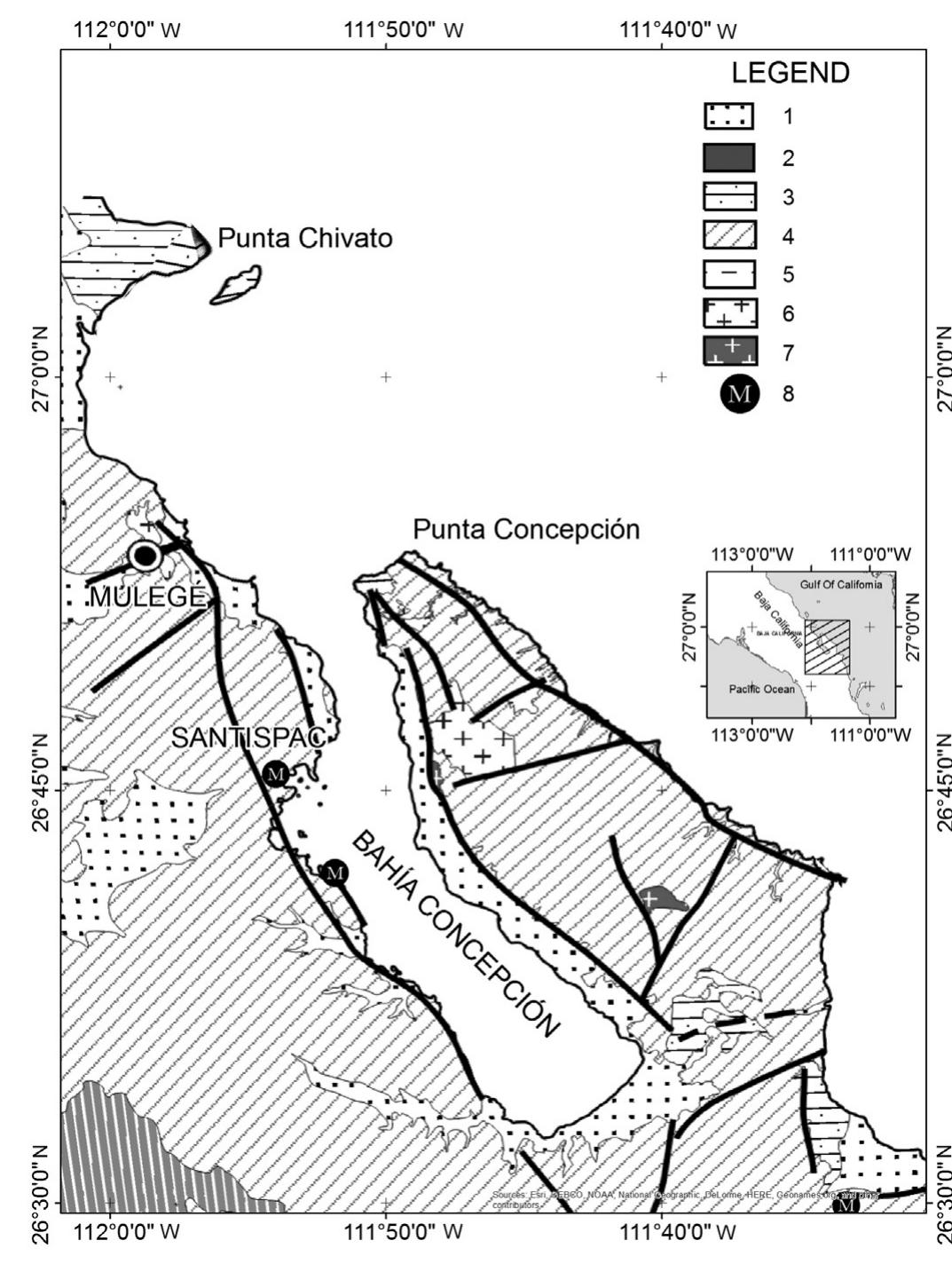 Bahia concepcién area. geological map showing location of