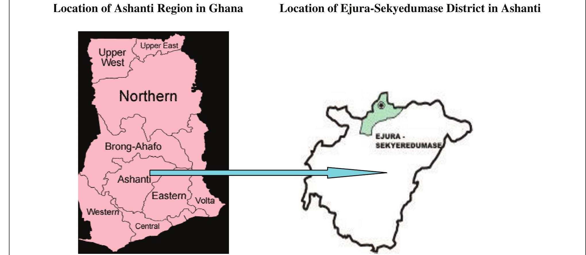 Map of the ejura-sekyedumase district of the ashanti region,