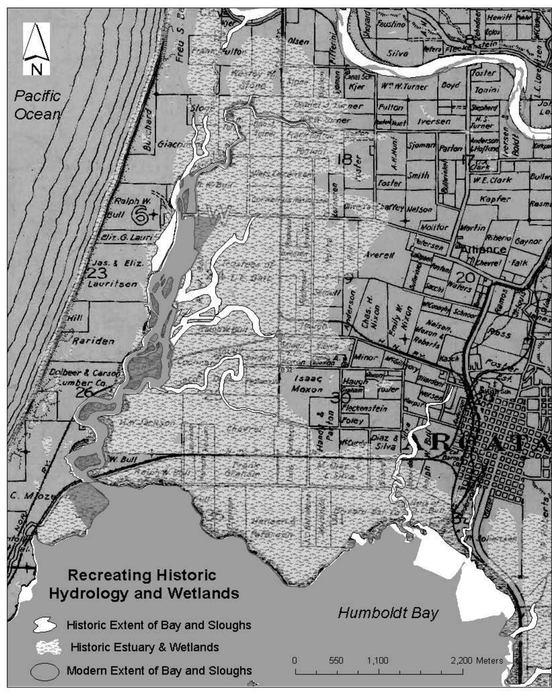 Digital images of historic and modern maps were digitized