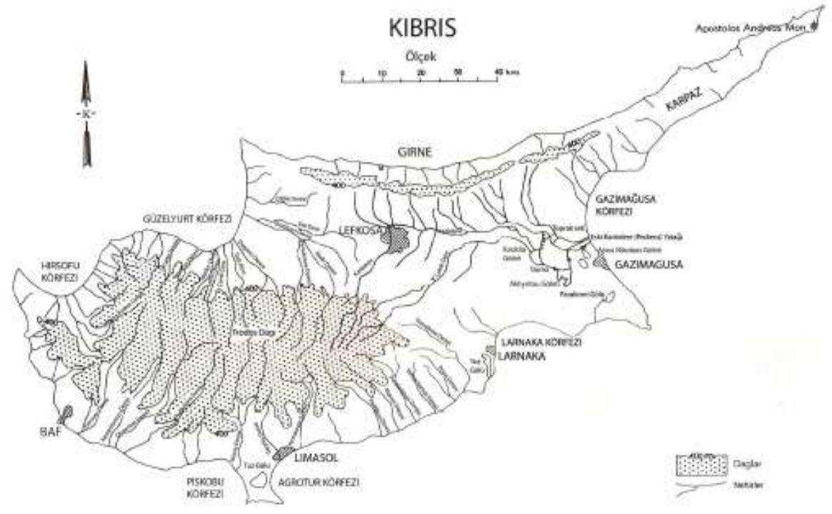 1. geographical map of cyprus and location of nicosia (k.