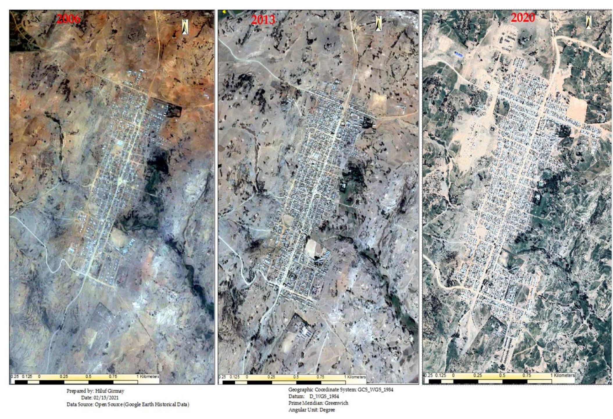 Maps of the study area and urban built-up expansion changes.