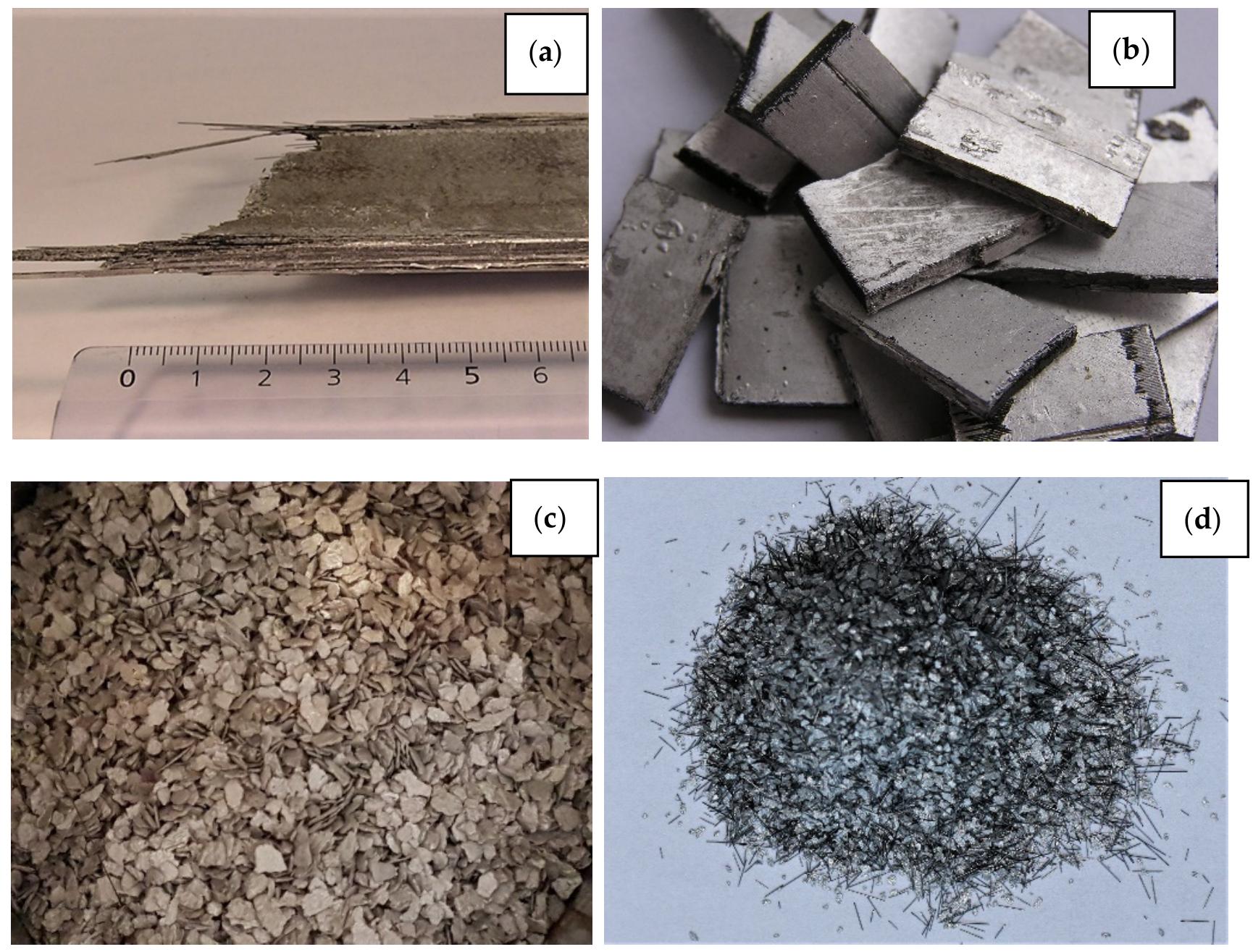 Stages of al-w-b waste shredding: breaking (a) and cutting