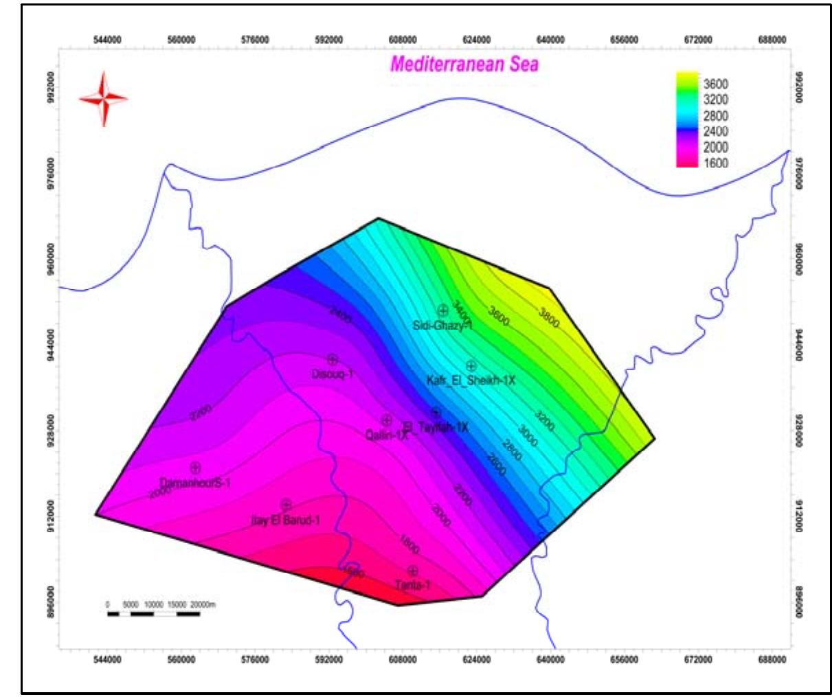 16: isopach map for the cretaceous and eocene in the study