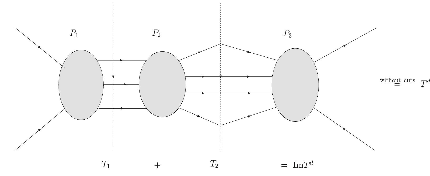 3: example of cut diagrams: t; and t2 are two different cuts