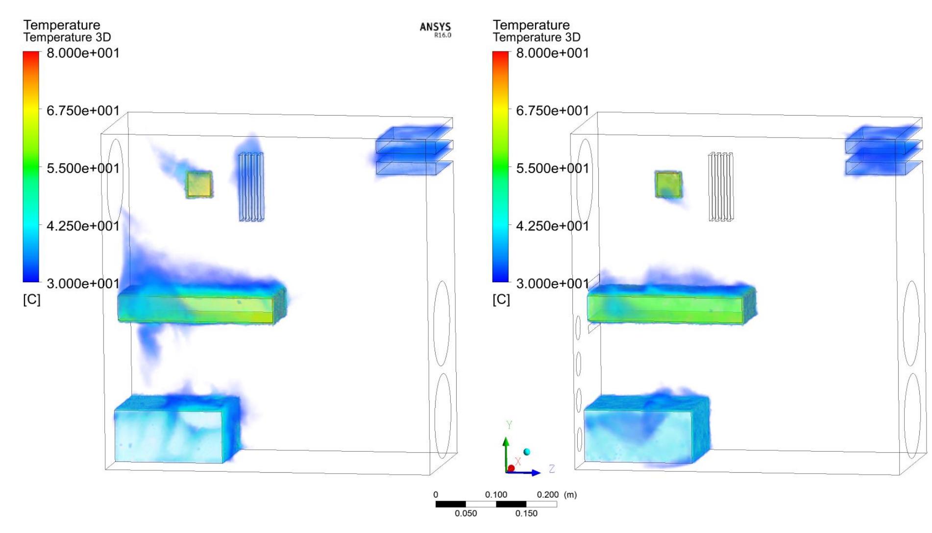 Choked flow before (on the left) and after (on the right)