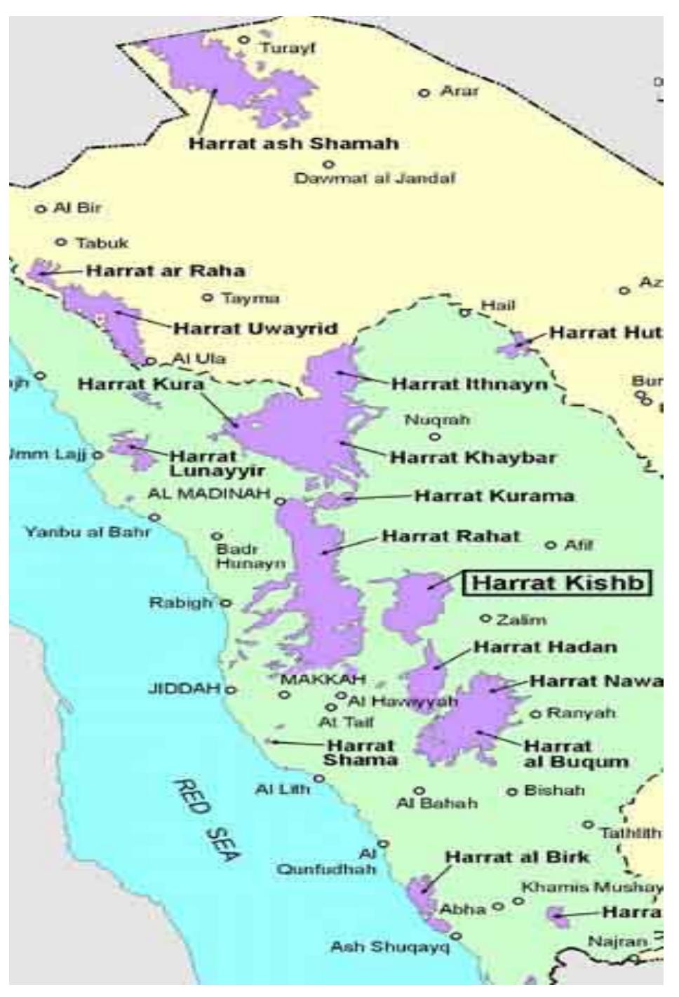 Map of al-lith area, showing the locations of hot water