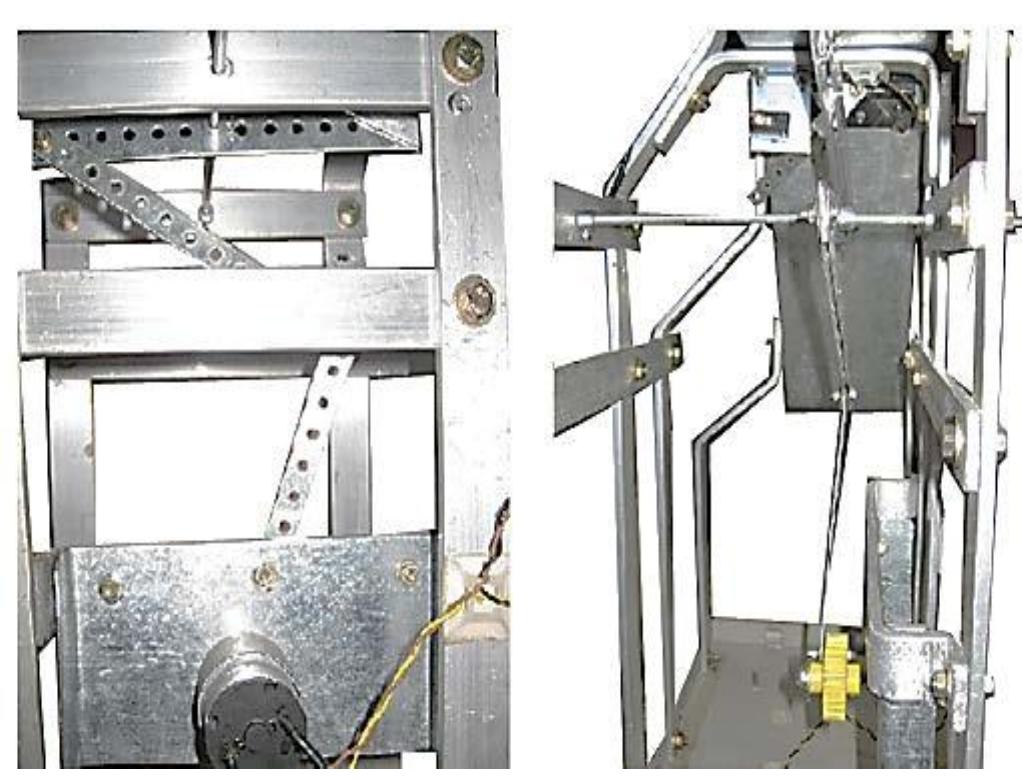(c):- front view and side view of lever structure