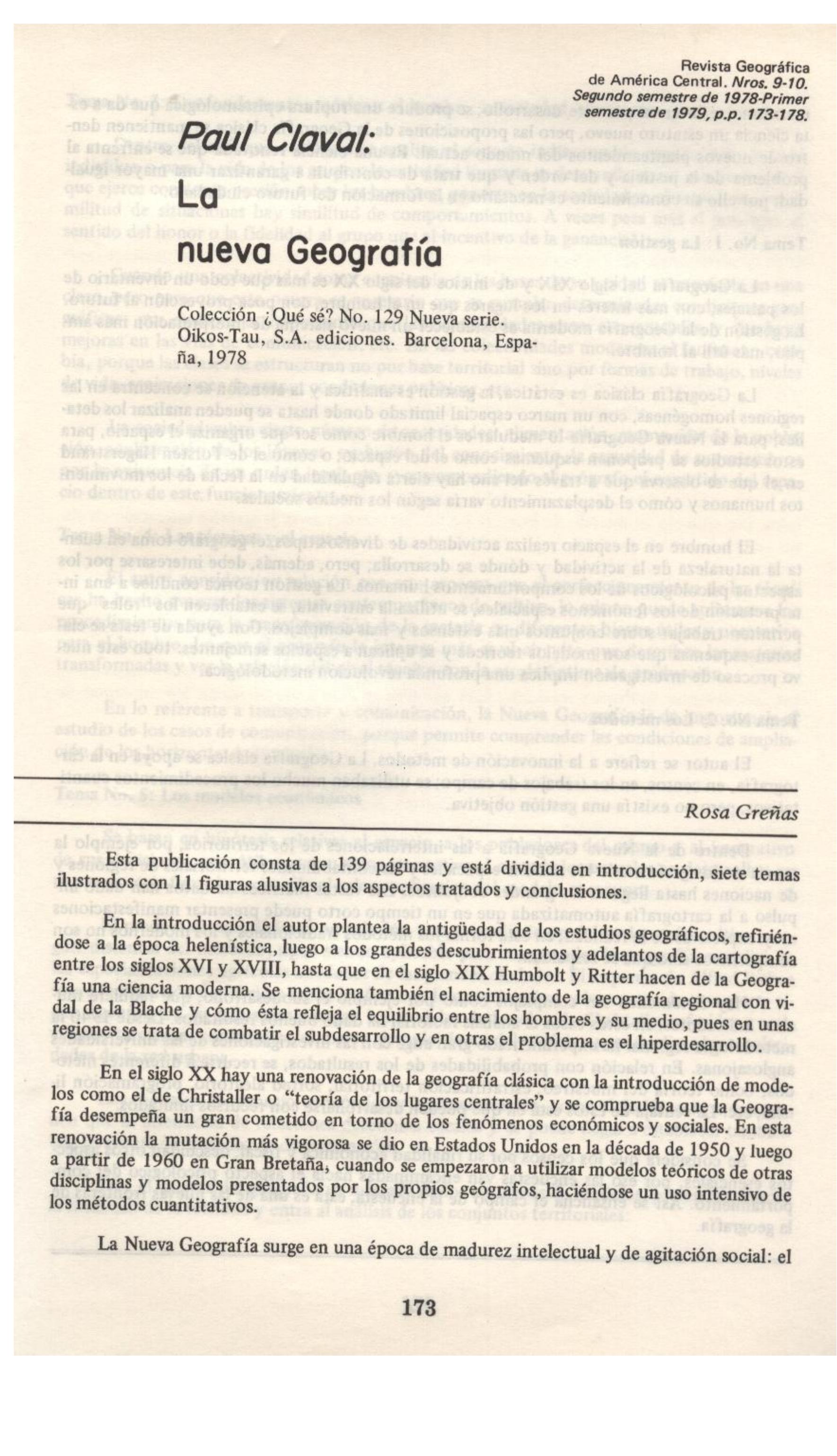 Figure 1 - Paul Claval: La Nueva Geografia