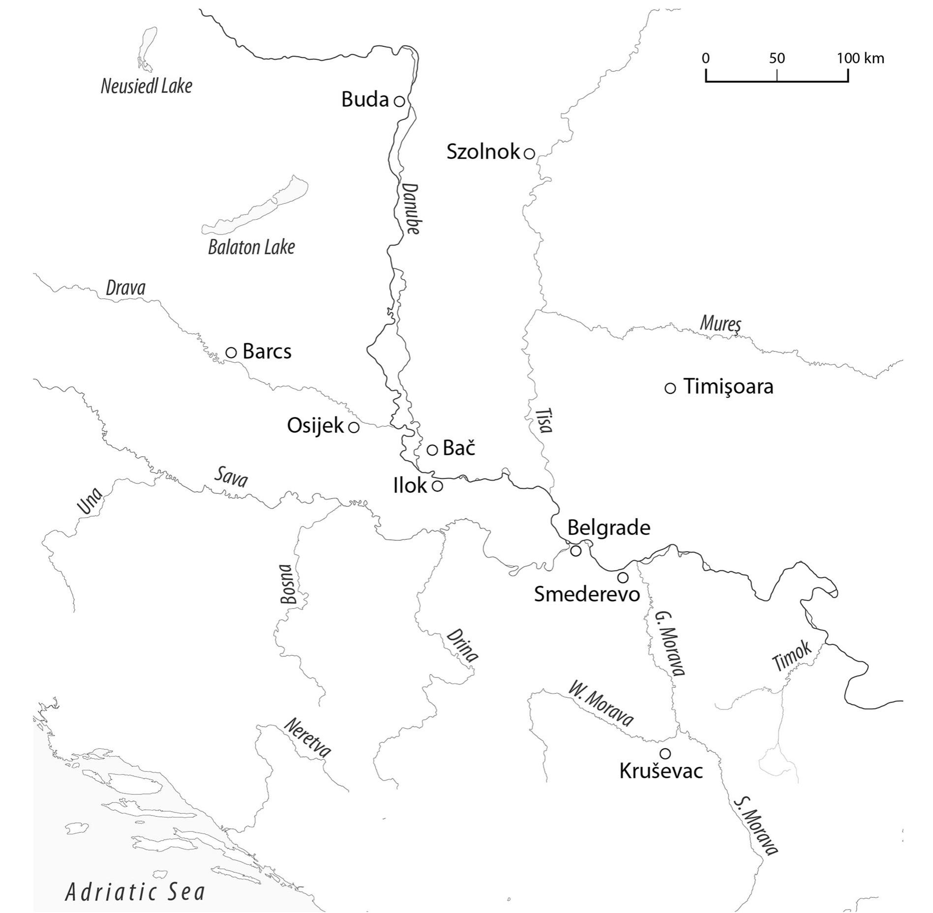 Map showing the location of belgrade and other major