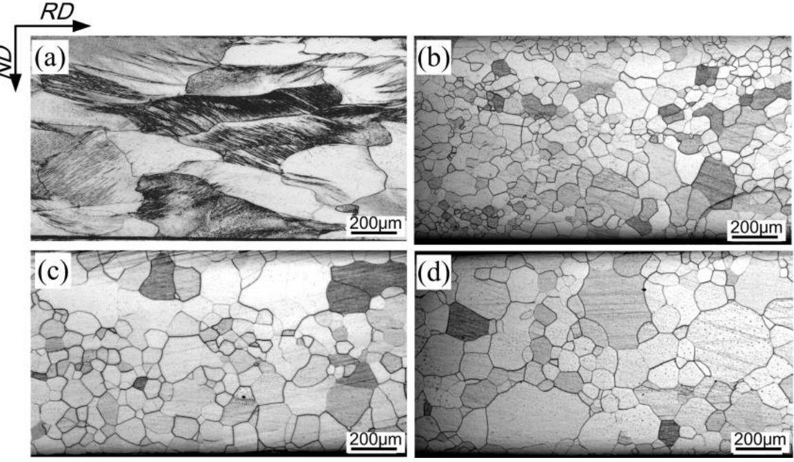 Microstructure of sheets processed by two-stage cold