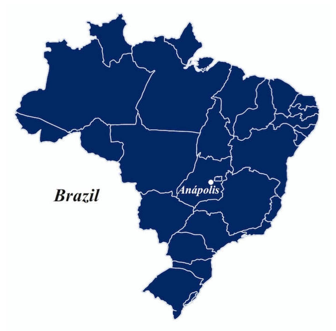 Map of brazil and location of anapolis city.