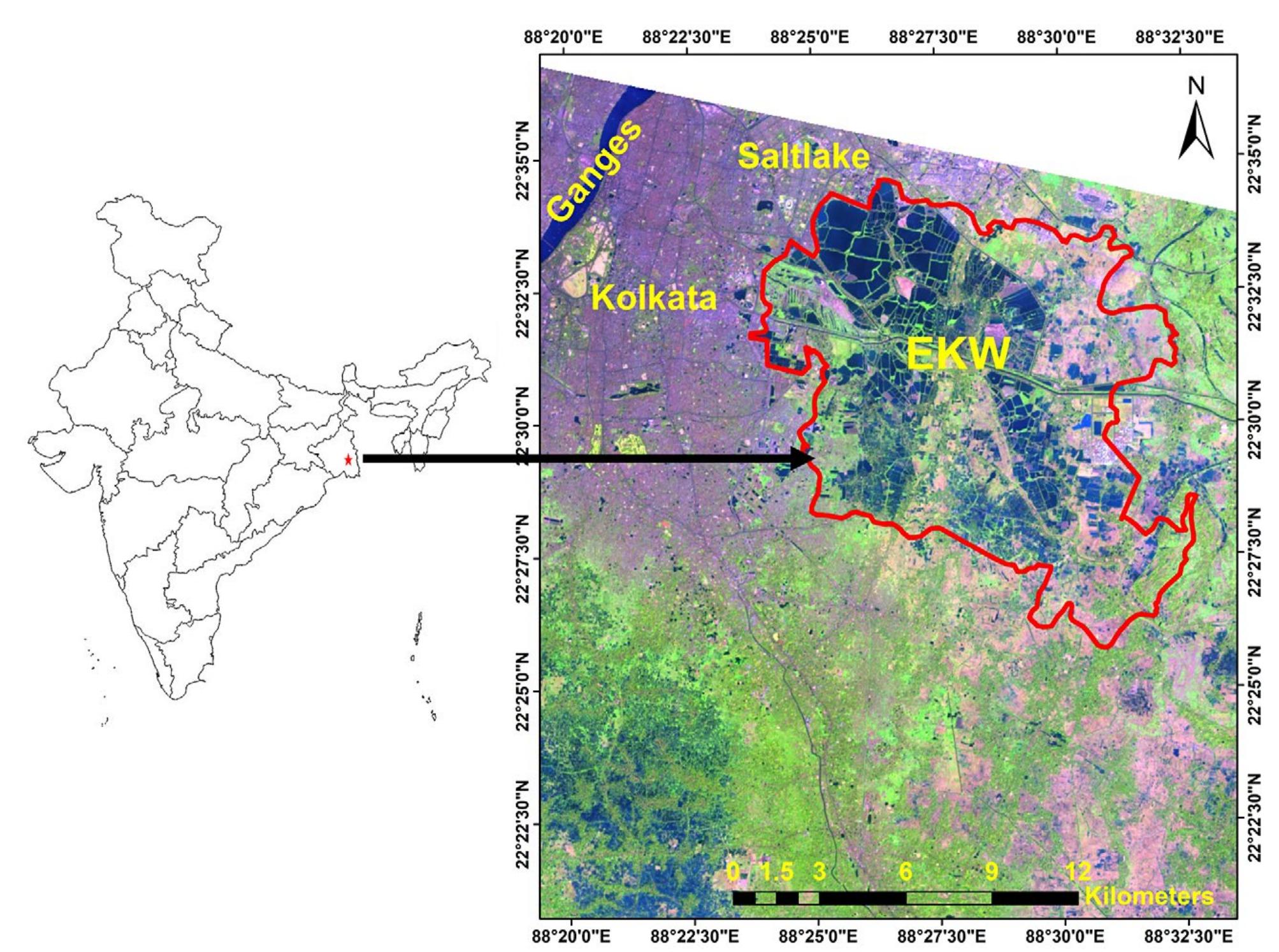 The study area map showing the location of the east kolkata
