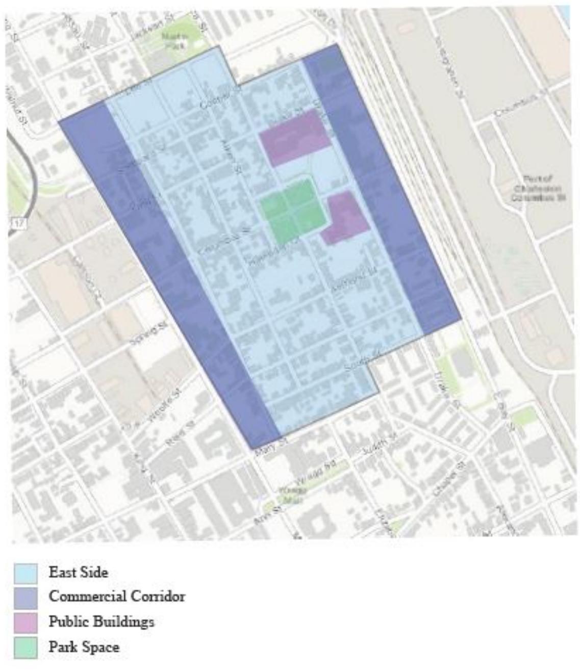 1: map illustrating the east side neighborhood and its