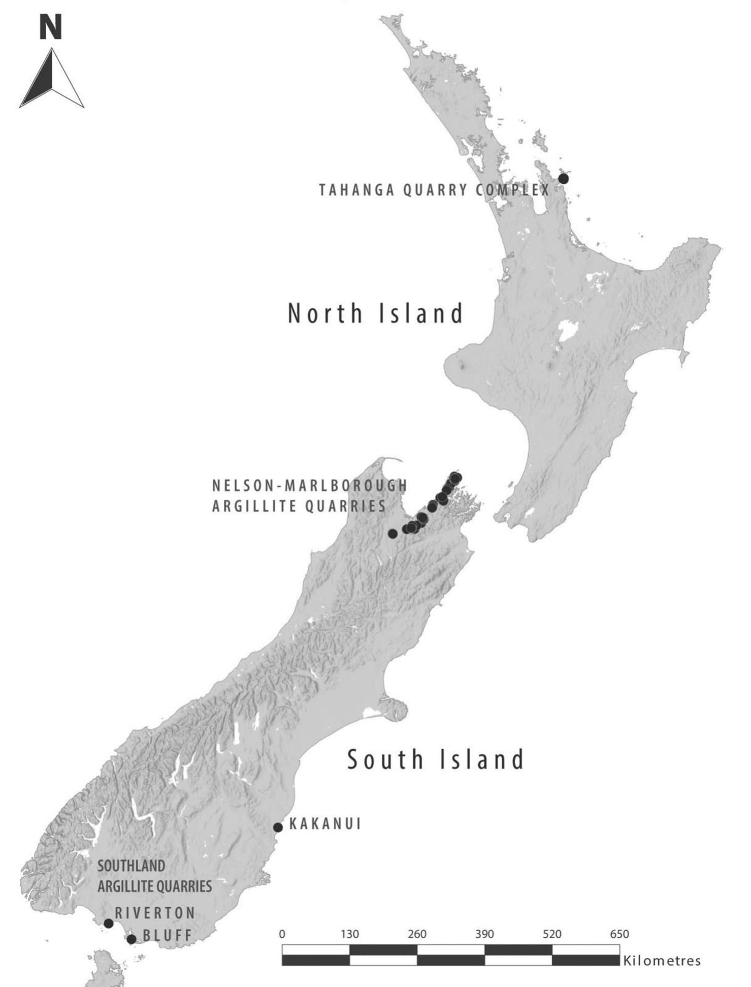 Location of major quarries in new zealand. base map sources: