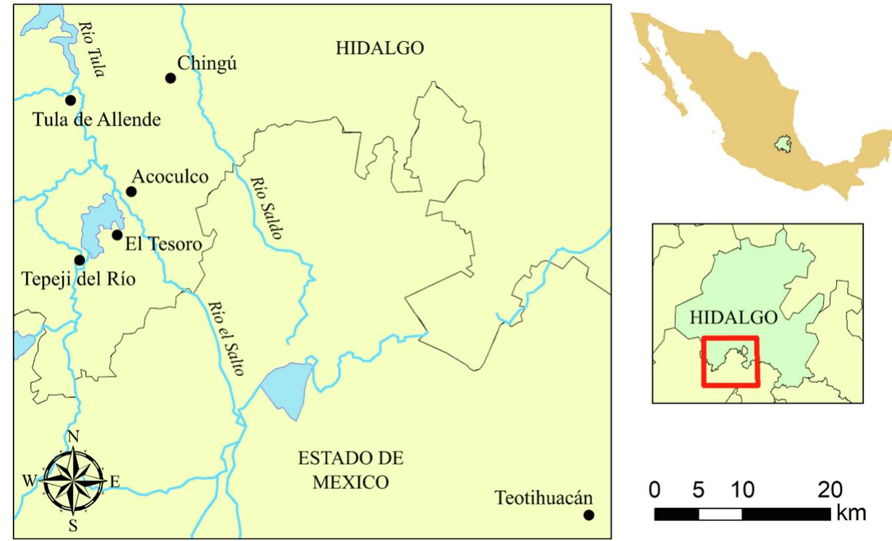 Map of western mesoamerica depicting locations of