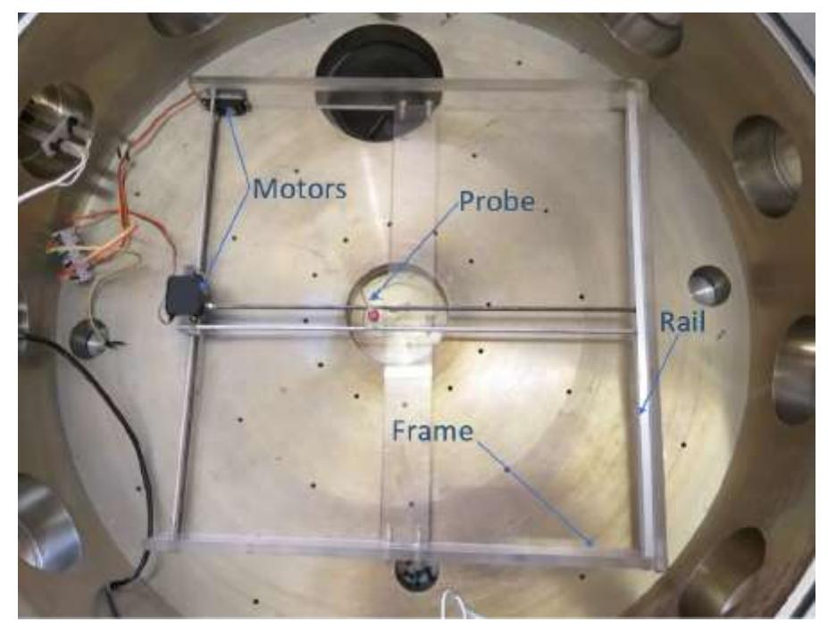 Bench frame inside vacuum chamber. the frame takes advantage