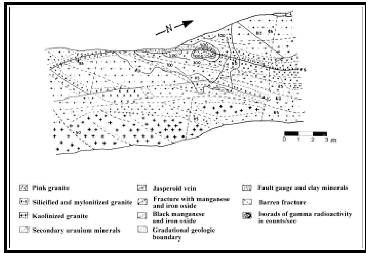 Fic. 3. geologic and radiometric map of anomaly no. v, drift