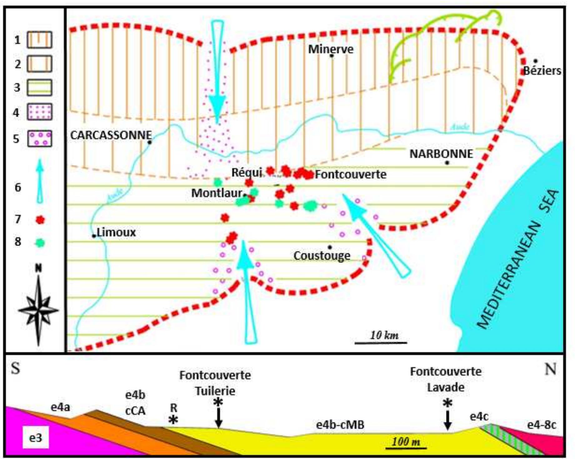 Simplified palaeogeographical map of the gulf of languedoc