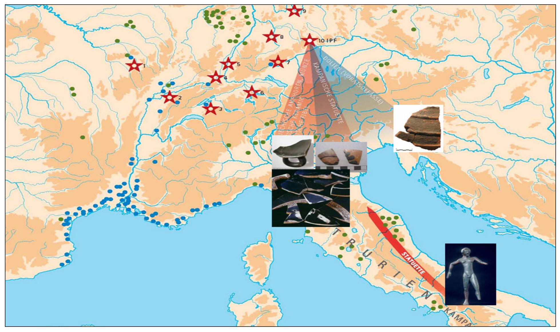 11. map of eastern alpine, italian and mediterranean goods