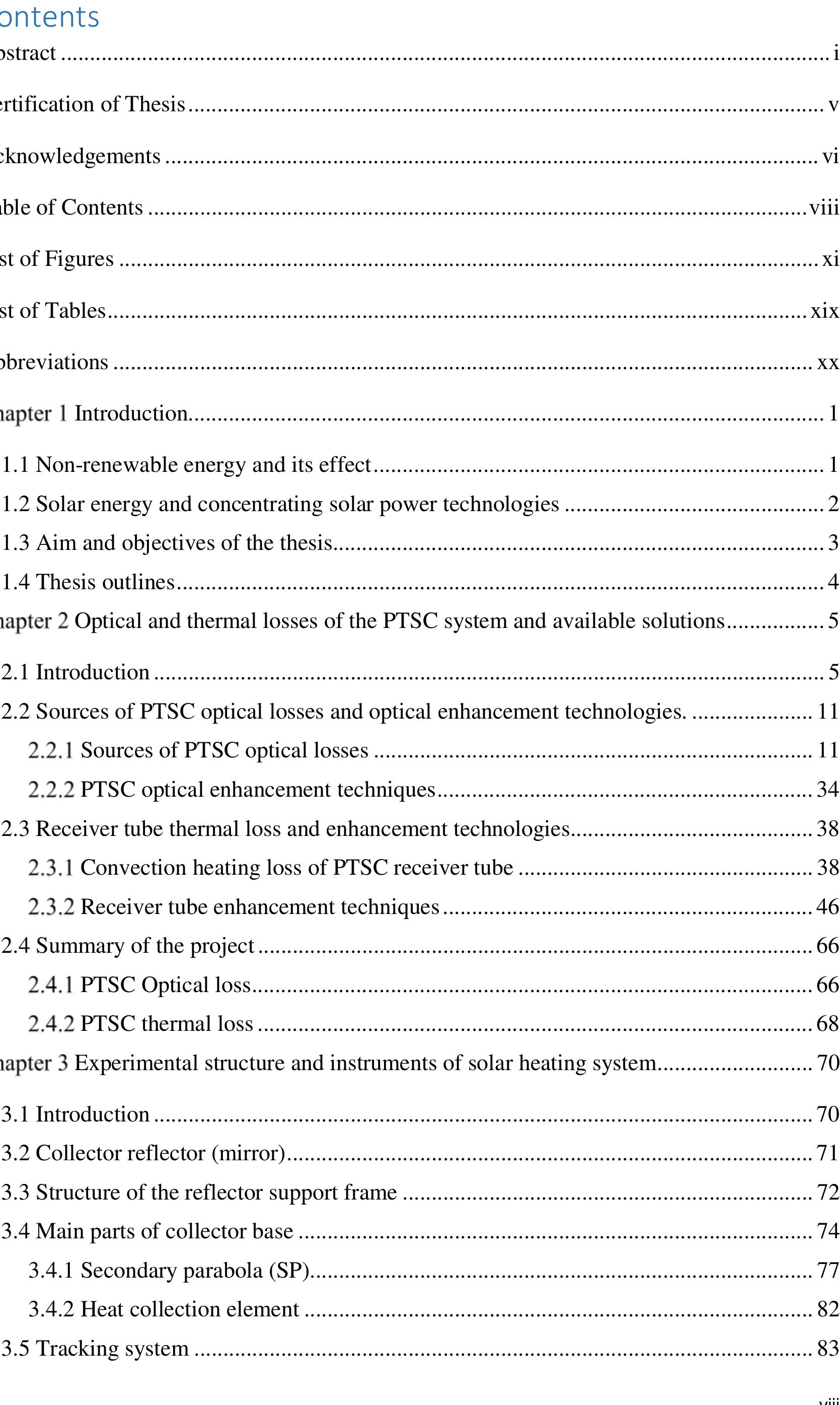 Table 1 - Optical and thermal optimisation of parabolic