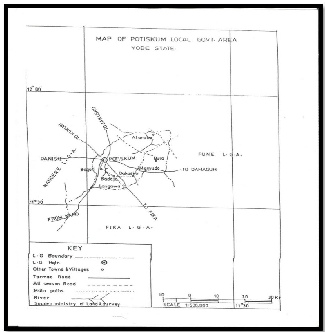 Administrative map of potiskum local government aree source:
