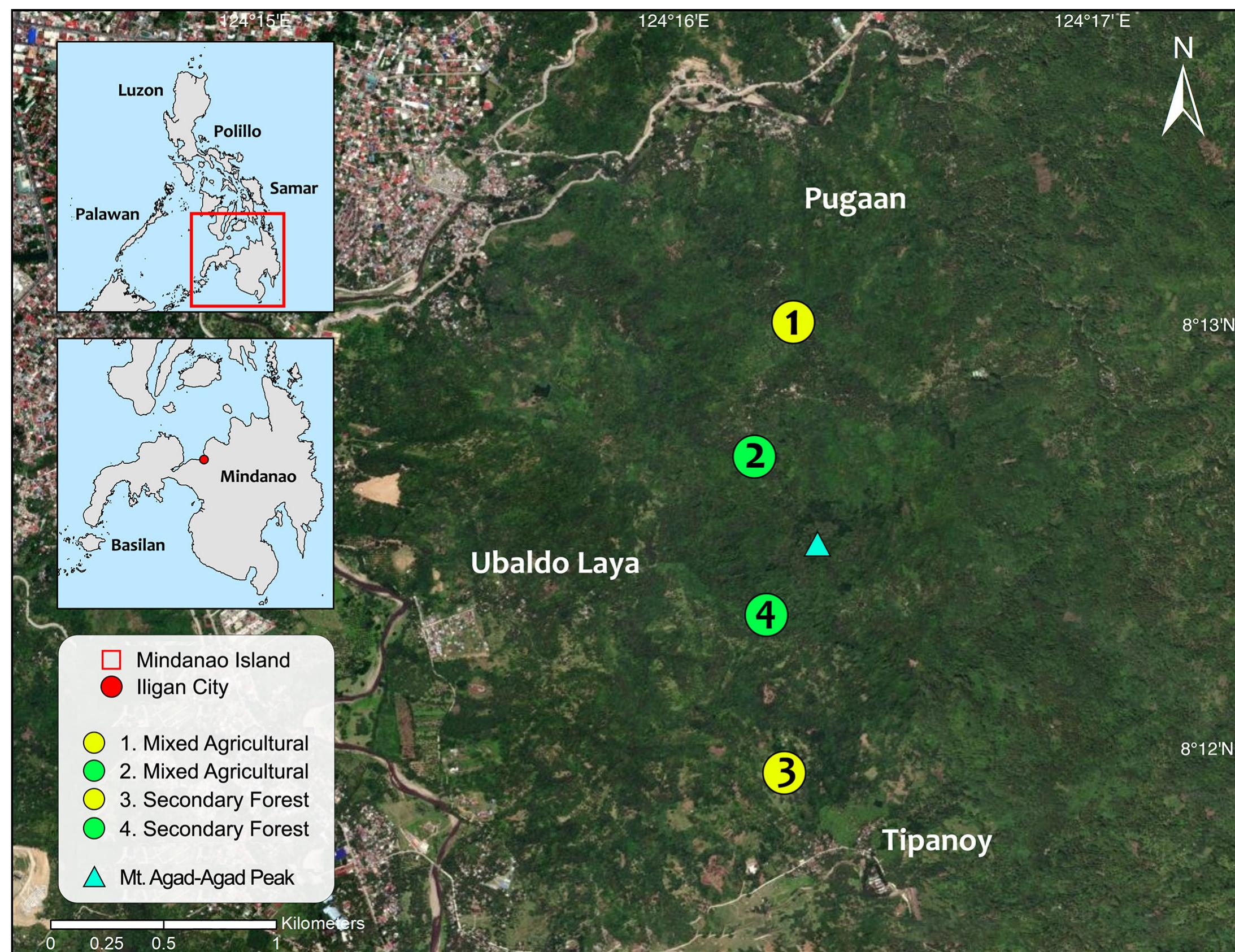 Map of mt. agad-agad in relation to the philippines